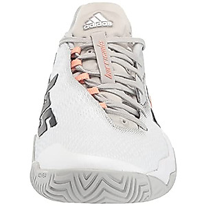 adidas Women's Barricade 12 Tennis Shoe, White/Silver Metallic/Ambient Blush, 8