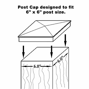 Nuvo Iron Pyramid Post Cap, 6" x 6",Black