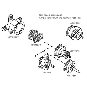Kohler Part GP800820 Rite-Temp Pressure-Balancing Unit Cartridge, SINGLE, Black