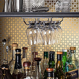 CairnCradle Whiskey Glass Rack - Under Cabinet Whisky Tasting Glasses Holder Storage Hanger Metal Organizer for Bar Kitchen (2 Across x 3 Deep, Polished Stainless)