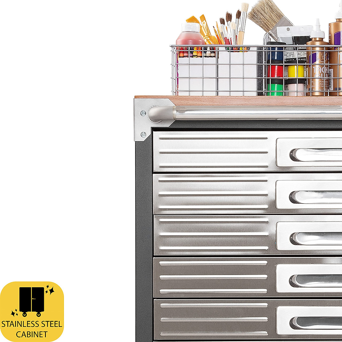 Seville Classics Rolling Lockable Cabinet Storage, 6-Drawer (28" W x 18" D), Graphite