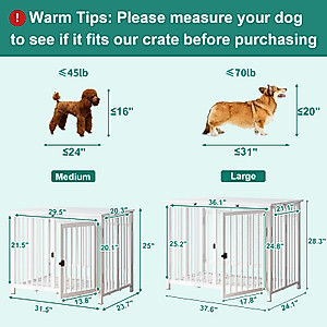 UMXES Heavy Duty Dog Crate Furniture, Fully Assembled exc. Locks, All Metal Frame & Wooden Tabletop, Modern Kennel for Small/Medium Dog, End Table, Sturdy, Foldable, White