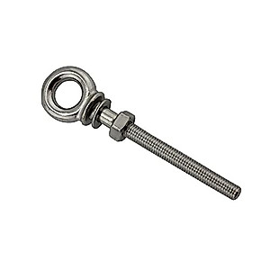 BINBAL Hardware Accessories 10pcs Marine Boat Stainless Steel Heavy Lifting Long Eye Bolt Marine HX Long Eye Bolts Ring Screw Loop Hole for Cable Rope M6