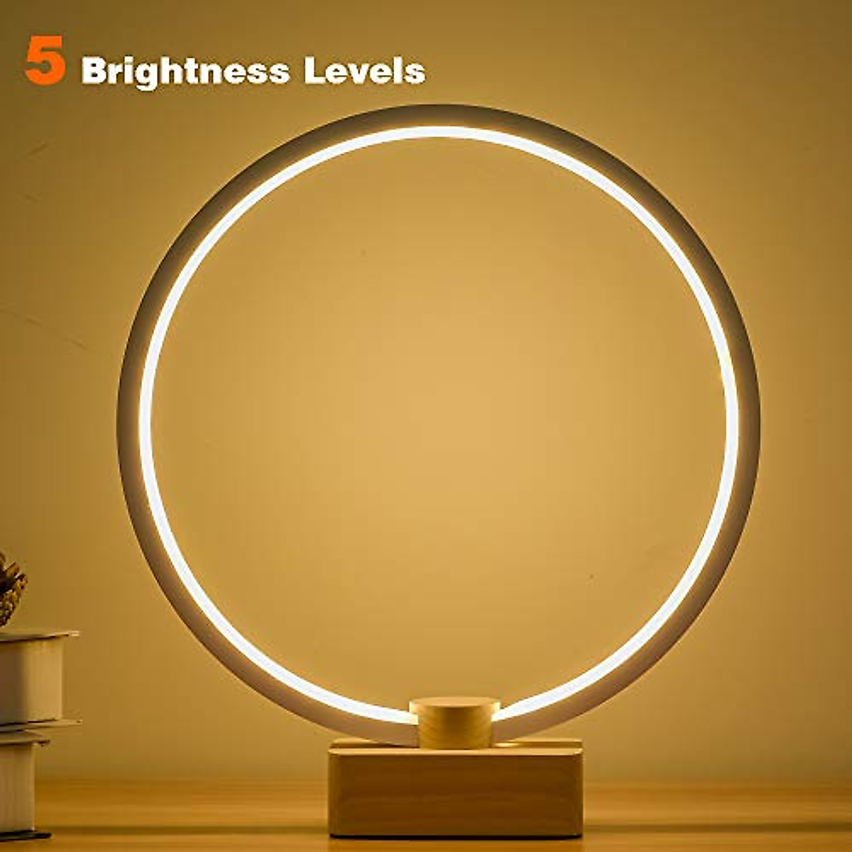 LONRISWAY LED Wood Table Lamp, Bedroom Bedside Night Light, Dimmable Led Lighting, Creative Home Decor, Unique House warmging Gift 1.3m Cable, 5W 350LM Nightstand Lamps