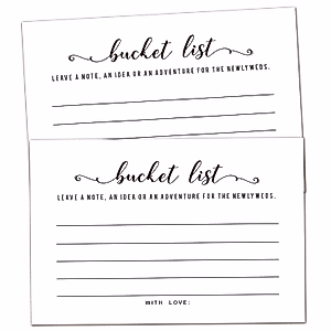 50 Wedding Bucket List Cards for Bridal Showers Wedding Reception Activities, Bucket List Suggestion Cards - Fun Party Game Activity Guestbook for Graduation, Retirement, Anniversary, and Birthday.