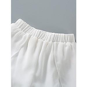 WDIRARA Toddler Girl's 2 Piece Outfit Bow Front Ruffle Hem Cami Top Top and Split Pants Set White 90