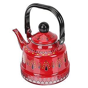 Enamel Kettle Tea Pots for Loose Tea Enamel Tea Kettle Vintage Teapot Retro Enamel Kettle Gas Stovetop Kettle Stainless Steel Tea Kettle Enamel Water Pot Boil Tea Pot teapot (Color : Red, Siz (Color