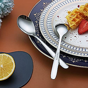 Teaspoons, 6 Piece Spoons Silverware, Stainless Steel Small Spoons, Tea Spoons for Home, Kitchen or Restaurant, Dishwasher Safe (Silver-6.6 Inches)