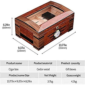 GagalU Cigar Humidor Box with Hygrometer and Humidifier, Crude Wood Desktop Cigar Cases Decorative Box