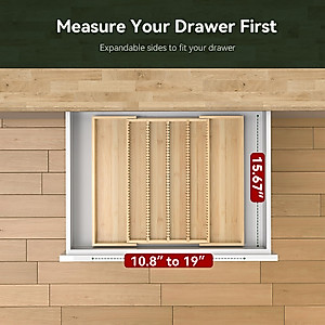 WELL WENG Larger Expandable Bamboo Organizer Holder for Counter Drawer Insert - Compatible with Nespresso Vertuo Capsules - Tea Bags Storage (Natural)