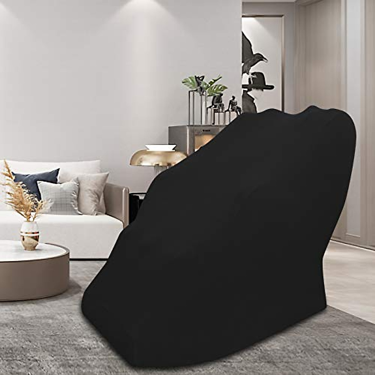 Easy-Going Stretch Massage Chair Cover, Full Body Massage Chair Sofa Covers, Dustproof Cover for Pets,Couch Cover for Massage Chair,Recliner Slipcovers for Dog,Cat,Baby(Black)