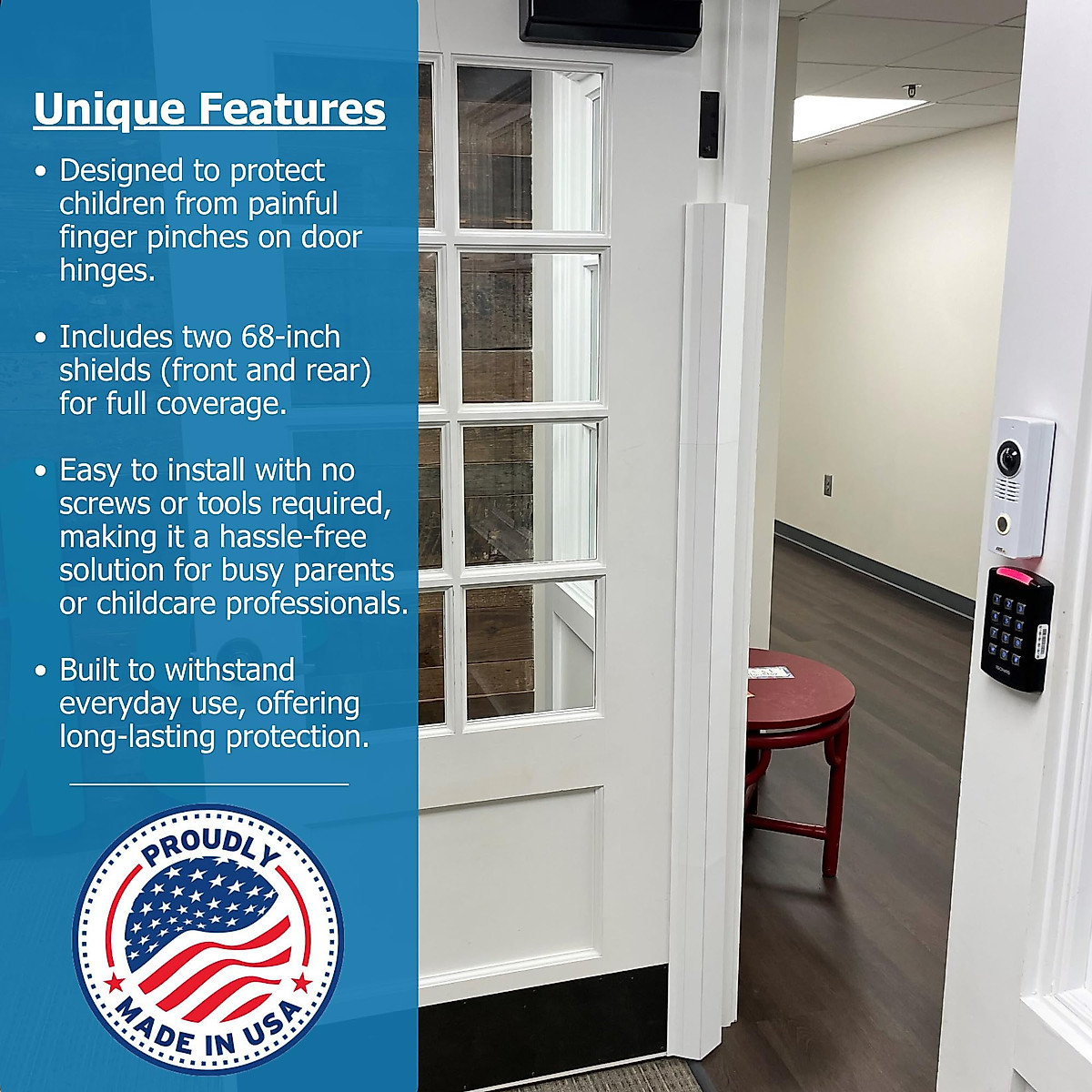 PinchNot Commercial Set Door Finger Hinge-Side Safety Guard Shield Protector