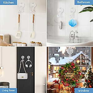 LUXEAR Suction Hooks, 2 Pack Razor Hooks Removable & Reusable Suction Shower Hook Waterproof Powerful Vacuum Suction Hanger for Towel Bathrobe Loofah Bathroom Kitchen Storage Hooks Weather Hanger Hook