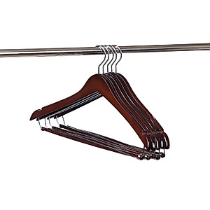 Quality Hangers Wooden Hangers Beautiful Sturdy Suit Coat Hangers with Locking Bar Chrome Hooks (20)