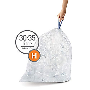 simplehuman CW0286 code H Custom Fit Bin Liner Bulk Pack, Clear Plastic (3 Pack of 20, Total 60 Liners)