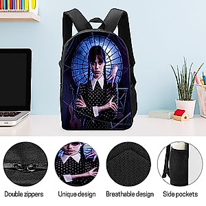 Wednesday Backpack Lightweight Travel Addams Backpack Insulated Lunch Box Fashion Pencil Case Pouch 3 Piece Set