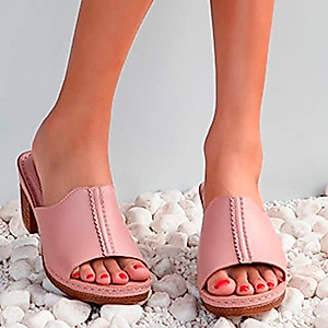 Sandals for Women Size 5 Fashion Devil Movie Fashion Show Luxury High Heels Women's Shoes Comfortable Slippers Leather (Pink, 8)