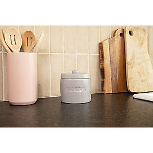 CYPRESS SUNRISE Bacon Grease Saver with Strainer - 32oz Ceramic Container for Kitchen Holds Bacon Fat Drippings Oil for Reuse - Keeper Can Hold Cooking Frying Oil - Dishwasher Safe