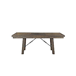 Picket House Furnishings Dex 5PC Dining Set-Table, 4 Upholstered Side Chairs Rustic/Smokey Walnut/Rubber Wood/5 Piece