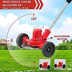 Brushless Electric Weed Wacker 57 Inch 750W Lightweight Push Brush Cutter 6A Battery Powered 9 Inch Metal Circular Saw Blade, 1 Straight Blade and 12 Inch Cutting Swath for Garden Yard Dense Weeds