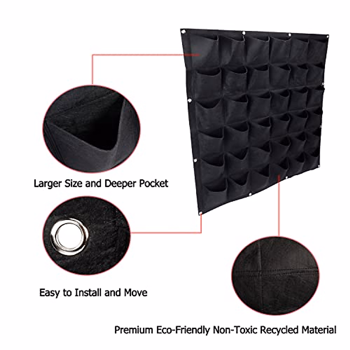 Artilife Vertical Wall Hanging Planters with 36 Pockets Outdoor Large Grow Bags for Herbs, Succulents, Artificial Plants or Flowers, Great for Garden and Patio Decoration