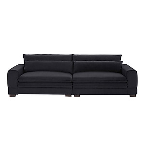 SCANORDIC 104.72" Modern Sofas Couches, Mid Century Modern Deep Seat Loveseat Sofas with Armrest Fit for Small Spaces, Dorm, Apart,Black