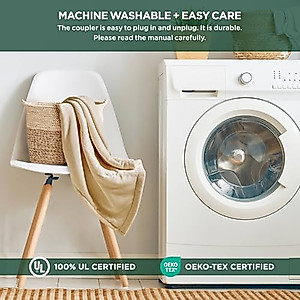 Woolrich Heated Plush to Berber Electric Blanket Throw Ultra Soft Knitted, Super Warm and Snuggly Cozy with Auto Shut Off and Multi Heat Level Setting Controllers, King: 100x90, Tan