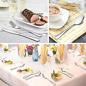 LIANYU 48-Piece Silverware Set with Extra Forks, Stainless Steel Flatware Cutlery Set for 8, Eating Utensils Tableware, Dishwasher Safe, Mirror Finish