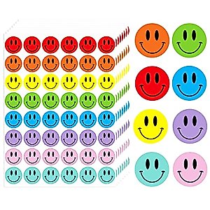 STARLIBOO Smile Face Stickers, Happy Encourage Sticker 1 inch, 1200 pcs Teacher Reward Stickers,Students Preschool Potty Training Rewards, Toddler Incentive Stickers