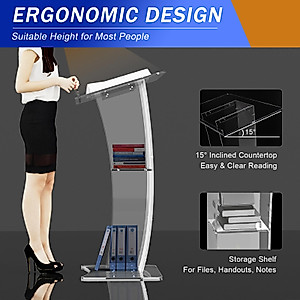 Slanted Podium Lectern Conference Pulpit Acrylic Podium Clear Transparent Church Lectern Pulpit Office Stand up Floor-Standing Podium Lectern (Type 3)