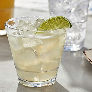 Drinique Unbreakable Caliber Double Rocks Whiskey Glass (Set of 4) 12oz Old Fashioned Whiskey Glasses - Stackable, Shatterproof, Dishwasher Safe - Clear