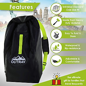 Car Seat Travel Bag with Backpack Straps – Protective Airport Approved Airplane Baggage Gate Check Luggage Storage Sack for Traveling with Booster or Carseat – Universal 2-in-1 Carrying Jacket System