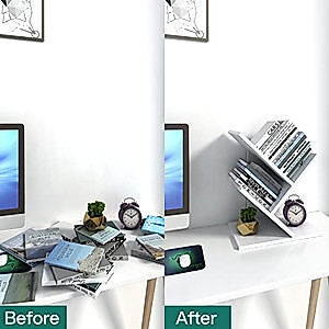 Godferyxin Tree Bookshelf, 3-Tier Book Storage Organizer Shelves Floor Standing Bookcase, Wood Storage Rack for Office Home School Shelf Display for Cd/Magazine-White