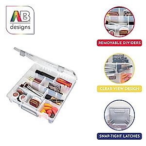 AB Designs 6823ABD Super Satchel with Removable Dividers, Stackable Home Storage Organization Container, Clear with Sliver Latches and Handle
