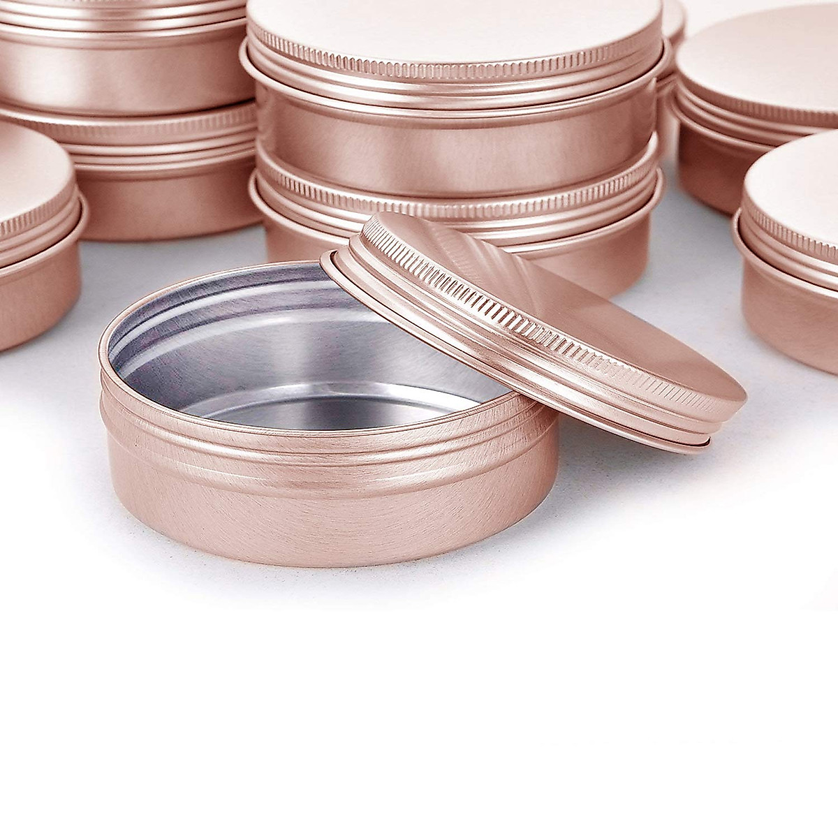 1 Ounce Aluminum Tin Jar Refillable Containers 30ml Aluminum Screw Lid Round Tin Container Bottle for Cosmetic, Lip Balm, Cream, 20 Pcs Rose Gold