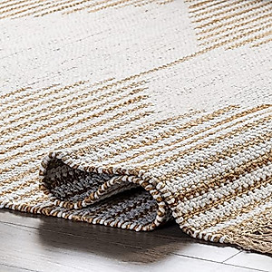 nuLOOM Clea Hand Woven Geometric Flatweave Tassel Area Rug, 8' x 10', Natural
