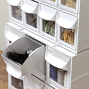 livinbox Plastic Tilt Out Bins Sewing Storage for Arts, Craft Sewing Supplies, Tea Bags Storage, Dental Tip Out Bin Cabinets,White, FO-306-WT
