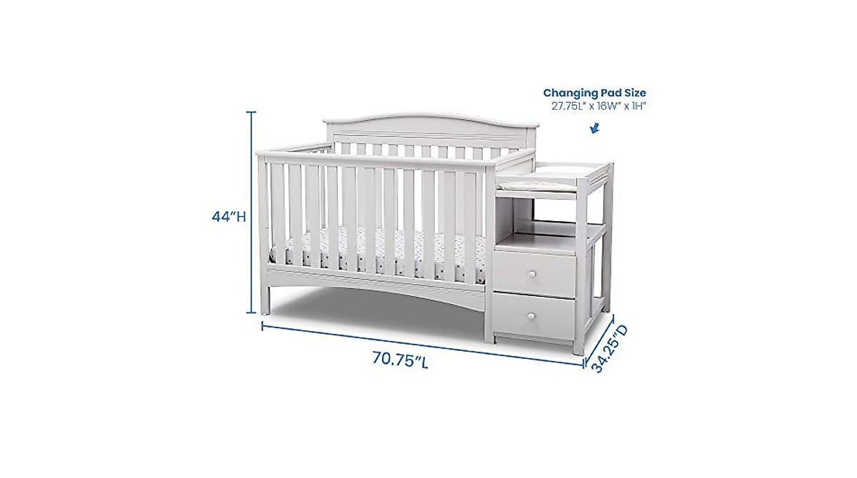 Delta Children Birkley Convertible Crib & Changer - Bianca White