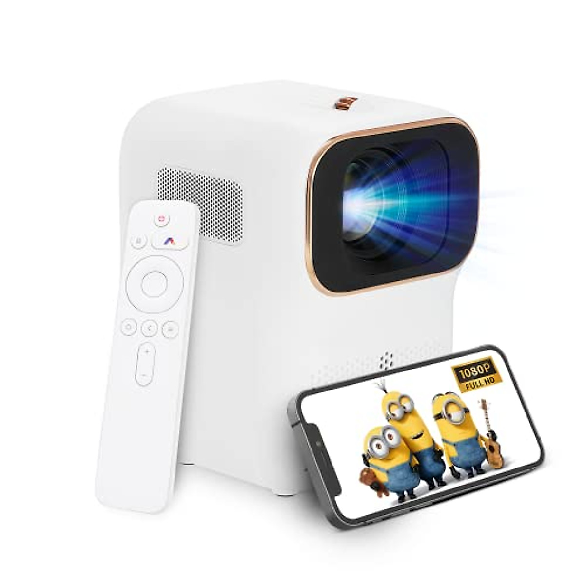 Xming Q1 SE Smart Heyup Boxe Projector, 2023 New Mini 1080P Portable Movie Projector for Livingroom with WiFi and Bluetooth, Video Projector with iOS Android HDMI USB PS4 Xbox and Remote Control