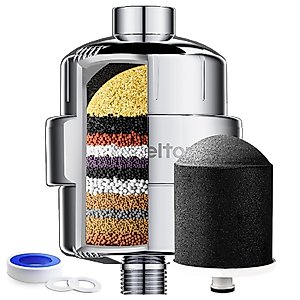 Wheelton Shower Filter - Upgraded Compressed Carbon Shower Head Filter for Hard Water, Remove Chlorine Fluoride to Revitalize Dry Itchy Skin Vitamin C Shower Water Filter