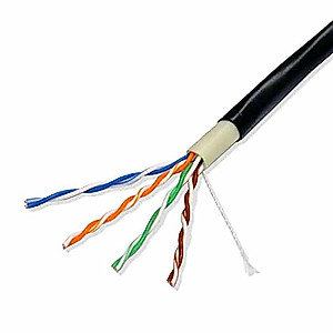 FiveStarCable 1000 Ft. Cat5e 24AWG Direct Burial/Underground Double Jacket Waterproof Outdoor Burial UTP Ethernet Router LAN Cable - Black…