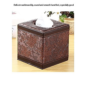 Stylish Tissue Box Leather Paper Roll Holder FashionTissue Organizer and Durable Tissue Box for Bathroom Vanity Desks Offices Bedroom Home Modern Tissue Box (Color : Brown)