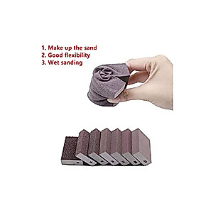 Liyafy Sponge Emery Cloth Sandpaper Blocks Buffing Diamond Polishing Pads Hand Sanding Tool 6pcs (220 Grit)