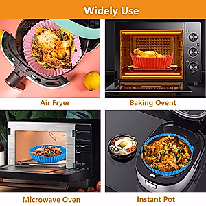 KLRSEN 3 Pcs Easy to Clean Air Fryer Silicone Liners Fit 3 To 5 Qt Airfryer,7.5 Inch Reusable Silicone Air Fryer Liners, Heat Resistant Air Fryer Liners (Red+Pink+Blue)