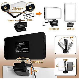 Video Conference Lighting Panel, Small Zoom Calling Light for Recoding (112 Pcs Beads ,3200K-6500K, USB Cable, 3 Colors ),Laptop, Online Meeting, Live Streaming with Webcam Mount, Square