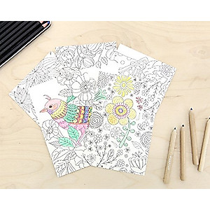 Stress Relieving Adult Coloring Books Color Therapy Stationery Cards Set, All Different 32 Coloring Postcards Including 10 Brown Kraft Envelopes Set, Greeting Note Cards and Envelopes Kit