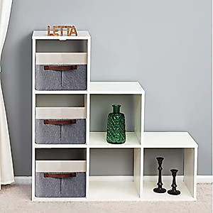Storage Bins, Besmall Fabric StorageBasket for Organizing, 3 Pack Collapsible Storage Boxes, Foldable Storage Baskets with Handles Cubes for Home Bedroom Office (Grey and Beige)