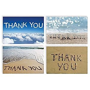 Thank You Cards with Envelopes (100 Pack), 4 Cover Designs, Blank Inside, by Better Office Products, All Occasions, Serenity Collection, 100 Pack
