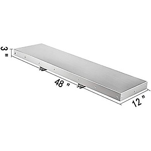 Happybuy Concession Shelf 48L x 12W Inch Stainless Steel Drop Down Folding Serving Food Shelf Stand Serving for Concession Trailer Serving Window