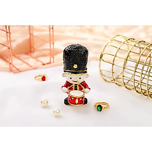 QIFU Hand Painted Big Head Soldier Style Trinket Box Hinged Unique Gift for Home Decor